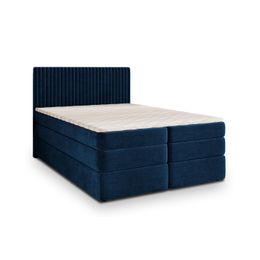 BOXSPRINGBETT FELBIO 160x200 cm mit Matratze und Topper - Blau