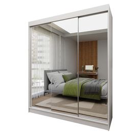 SCHWEBET&Uuml;RENSCHRANK BELLINA 180/216/61 cm 3-t&uuml;rig mit Spiegel Wei&szlig;