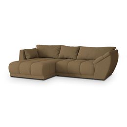 ECKSOFA ORENTI L-S Orange Boucle-Stoff mit Schlaffunktion