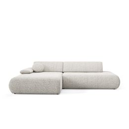 ECKSOFA DELTA L-S Hellgrau Geflochtener Stoff mit Schlaffunktion