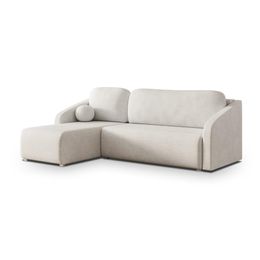 ECKSOFA MARELLO Creme Geflochtener Stoff mit Schlaffunktion