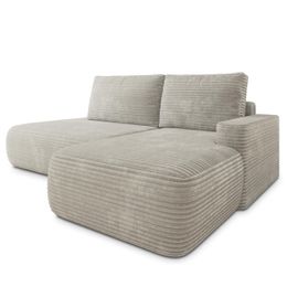 ECKSOFA AVINI T R-S Hellgrau Kordstoff mit Schlaffunktion