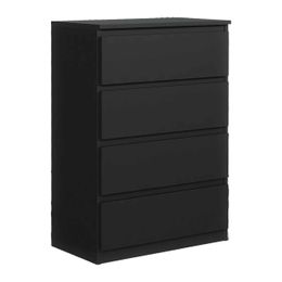 KOMMODE NUDO 70/102/39cm mit 4 Schubladen T&uuml;ren Schwarz