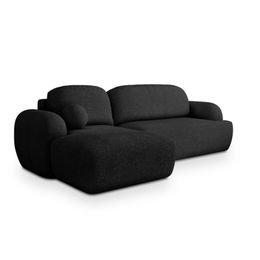 ECKSOFA MODENZA N L-S Schwarz Boucle-Stoff mit Schlaffunktion