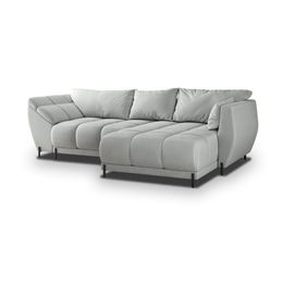 ECKSOFA VESTANO R-S Hellgrau Velours-Stoff mit Schlaffunktion