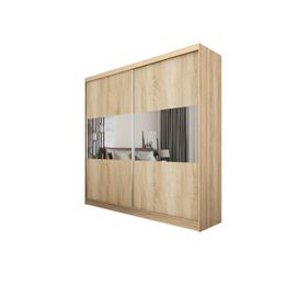 SCHWEBET&Uuml;RENSCHRANK ROSALIA 200/216/61 cm 2-t&uuml;rig mit Spiegel Sonoma Eiche