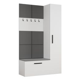 GARDEROBENSCHRANK MODULO 120,6/204/40 cm Modern Garderobe-Set Wei&szlig;