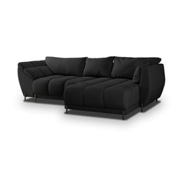 ECKSOFA VESTANO R-S Schwarz Velours-Stoff mit Schlaffunktion