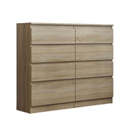 KOMMODE ADRIANO 120/100/33 cm mit 8 Schubladen Sonoma Eiche