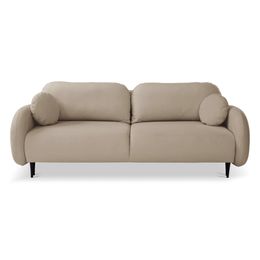 BETTSOFA AGIO Beige Pl&uuml;sch-Stoff mit Schlaffunktion