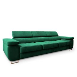 BETTSOFA MOSINE Gr&uuml;n Velours-Stoff mit Schlaffunktion