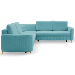 ECKSOFA VELA L-S Gr&uuml;n Velours-Stoff mit Schlaffunktion