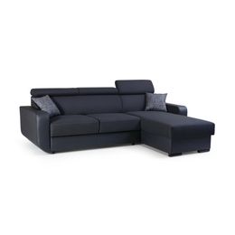 ECKSOFA PALAZZO Schwarz Geflochtener Stoff mit Schlaffunktion