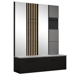 GARDEROBENSCHRANK MODULO 161,2/204/40 cm Modern Garderobe-Set Schwarz