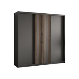 SCHWEBET&Uuml;RENSCHRANK VONTE 180/205/60 cm 3-t&uuml;rig mit Lamellen Schwarz