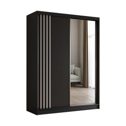 SCHWEBET&Uuml;RENSCHRANK NELVIA 160/216/61 cm 2-t&uuml;rig mit Spiegel Schwarz