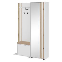 GARDEROBENSCHRANK NELIANA 131/192/40 cm Modern Garderobe-Set Wei&szlig;