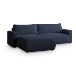 ECKSOFA TURIN N Blau Bucle-Stoff mit Schlaffunktion