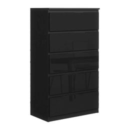 KOMMODE NUDO 70/124,5/39cm mit 5 Schubladen T&uuml;ren Schwarz