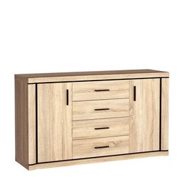 KOMMODE MALAGA 157/91/45cm mit 4 Schubladen 2 T&uuml;ren Sonoma Eiche