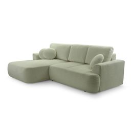 ECKSOFA FILO Gr&uuml;n Boucle-Stoff mit Schlaffunktion
