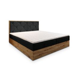 BOXBETT FOSCO 160x200 cm mit Matratze und Topper - Schwarz