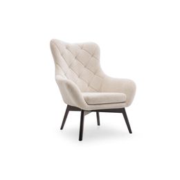 SESSEL SOGNO, Klassisch Loungesessel ergonomisch, Bucle-Stoff Wei&szlig;