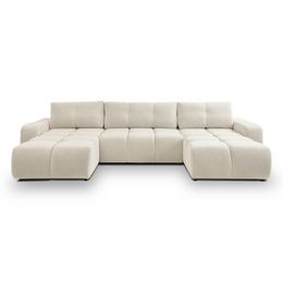 WOHNLANDSCHAFT DUCA U Beige Jersey mit Schlaffunktion