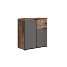 KOMMODE MICHELE 71/75/35 cm mit 2 Schubladen 2 T&uuml;ren Braun
