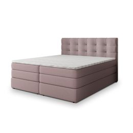 BOXSPRINGBETT AREZI 160x200 cm mit Matratze und Topper - Rosa