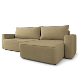 ECKSOFA BELARO CL Senfgelb Samtstoff mit Schlaffunktion