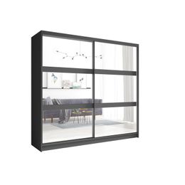 SCHWEBET&Uuml;RENSCHRANK SILVA 230/215/62cm 2-t&uuml;rig mit Spiegel Grau