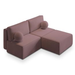 ECKSOFA VARNA P Lila Kordstoff mit Schlaffunktion