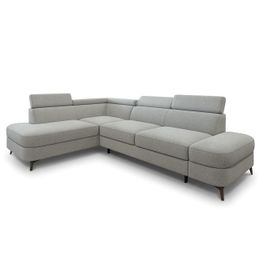 ECKSOFA AVISE Q L-S Hellgrau Boucle-Stoff mit Schlaffunktion