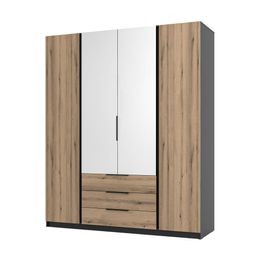 DREHT&Uuml;RENSCHRANK CAGLIARI 200/239/61,9 cm 4-t&uuml;rig mit Spiegel Schwarz