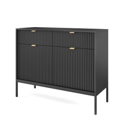 KOMMODE STELLARE 104/83/39 cm mit 2 Schubladen 2 T&uuml;ren Schwarz