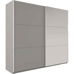 SCHWEBET&Uuml;RENSCHRANK IVERN 250/215/65 cm 2-t&uuml;rig mit Spiegel Grau