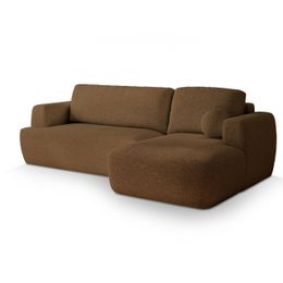 ECKSOFA SENTI N R-S Braun Boucle-Stoff mit Schlaffunktion