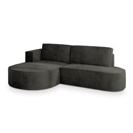 ECKSOFA CORTIO M L-S Schwarz Velours-Stoff mit Schlaffunktion