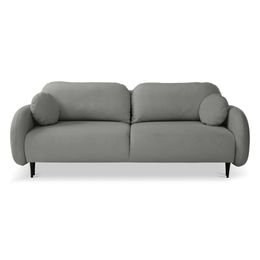 BETTSOFA AGIO Grau Pl&uuml;sch-Stoff mit Schlaffunktion