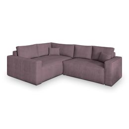 ECKSOFA ERONIS L-S Lila Kordstoff mit Schlaffunktion