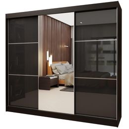 SCHWEBET&Uuml;RENSCHRANK VITALE 240/216/61 cm 3-t&uuml;rig mit Spiegel Schwarz