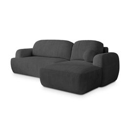 ECKSOFA MODENZA P R-S Graphitfarben Kordstoff mit Schlaffunktion