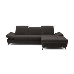ECKSOFA FELICE R-S Grau Geflochtener Stoff mit Schlaffunktion