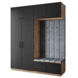 GARDEROBENSCHRANK REMA 200/240/60 cm Modern Garderobe-Set Eiche Lefkas