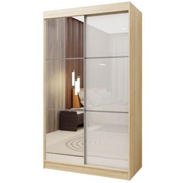 SCHWEBET&Uuml;RENSCHRANK VITALE 120/216/61 cm 2-t&uuml;rig mit Spiegel Sonoma Eiche