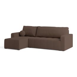 ECKSOFA VOLIRA Braun Boucle-Stoff mit Schlaffunktion