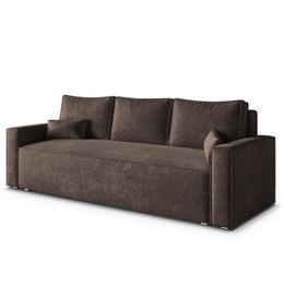 BETTSOFA MENI LM Braun Chenille-Stoff mit Schlaffunktion