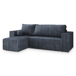 ECKSOFA RAVELO T Grau Kordstoff mit Schlaffunktion