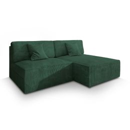 ECKSOFA FIORO P Gr&uuml;n Kordstoff mit Schlaffunktion